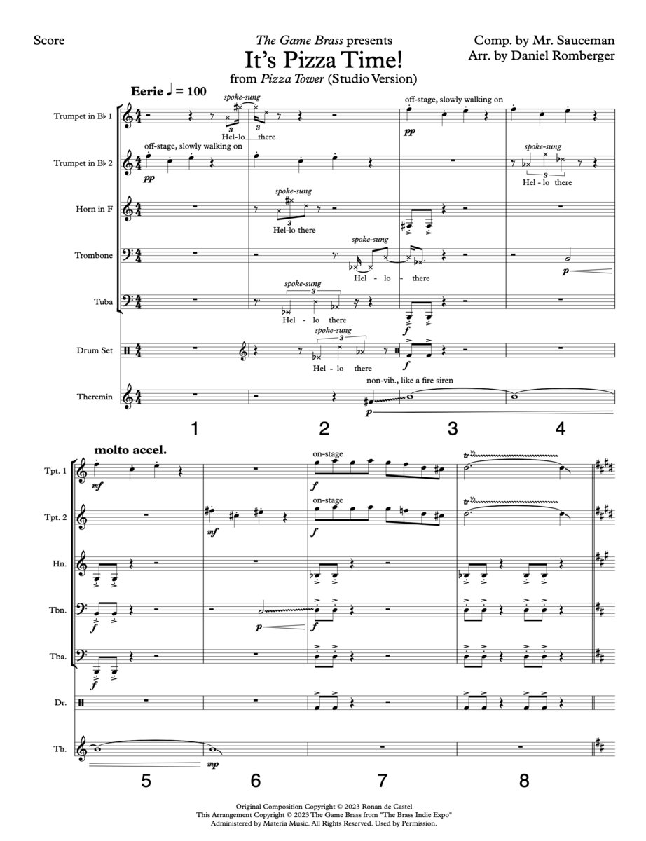 It's Pizza Time! (from "Pizza Tower") - Score and Parts | The Game Brass