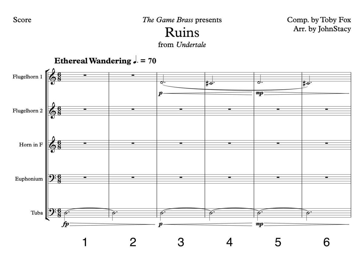 Ruins (from "Undertale") - Score and Parts | The Game Brass