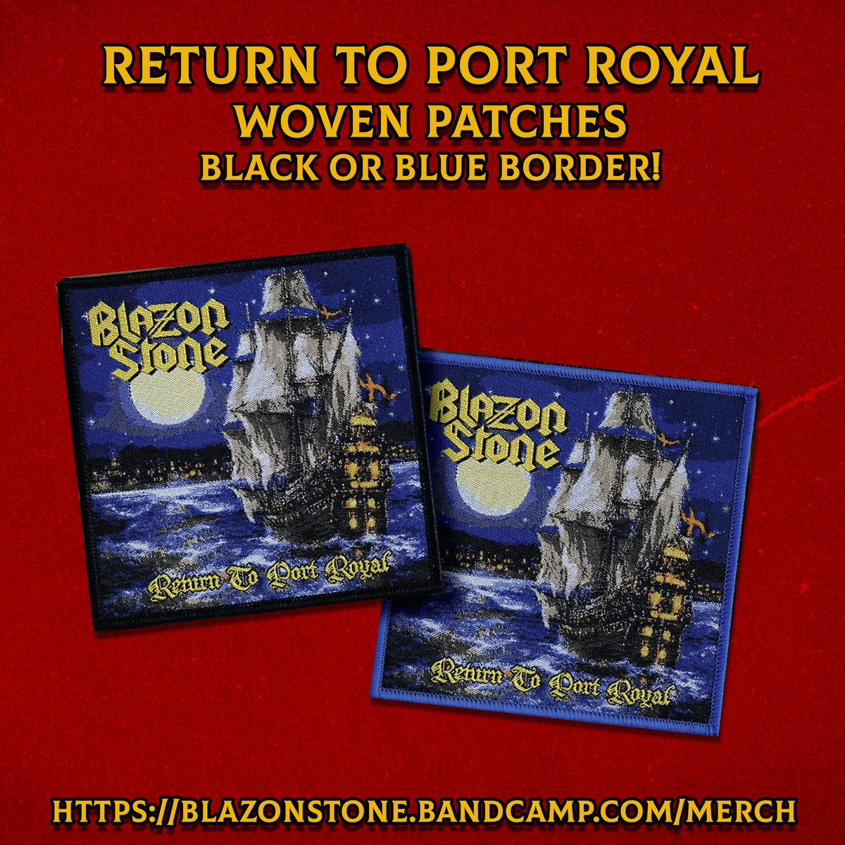 Return to Port Royal Woven Patch - BLUE OR BLACK BORDER | Blazon Stone