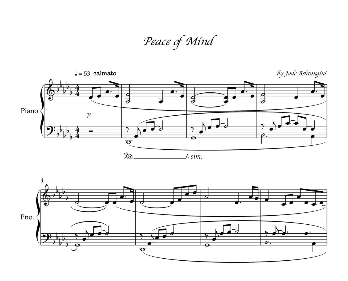 Sheet Music (Digital PDF) - Peace of Mind | Jade Ashtangini