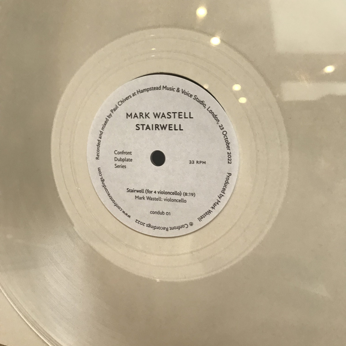 Mark Wastell - Stairwell (for 4 violoncello) 10" one sided, clear ...