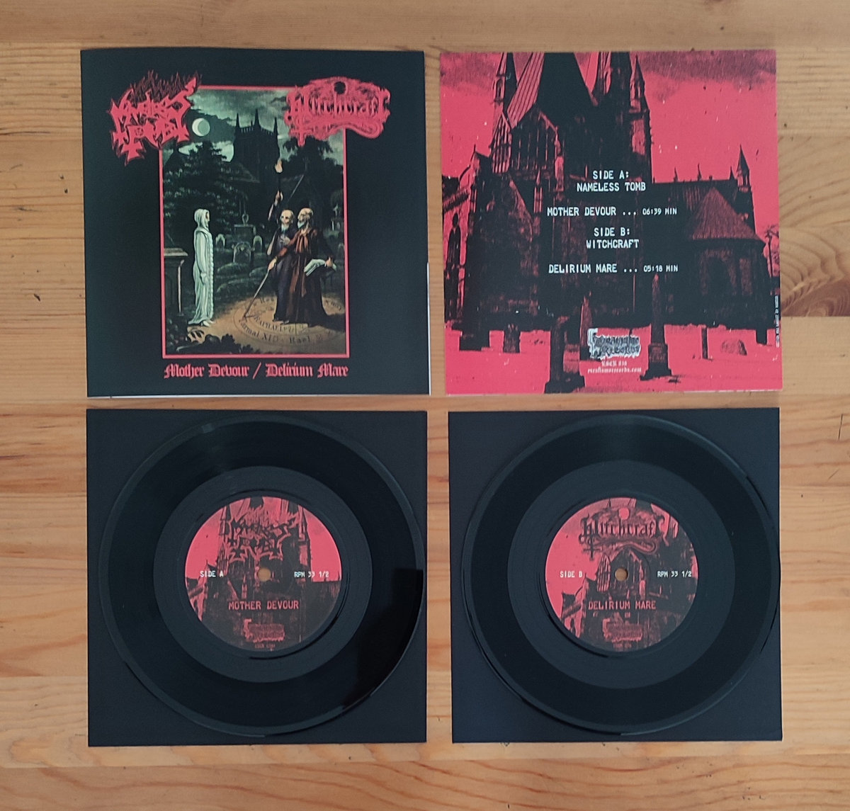 Nameless Tomb (Ger) / Witchcraft (Fin) "Mother Devour / Delirium Mare" - 7" Vinyl lim to 200 ...