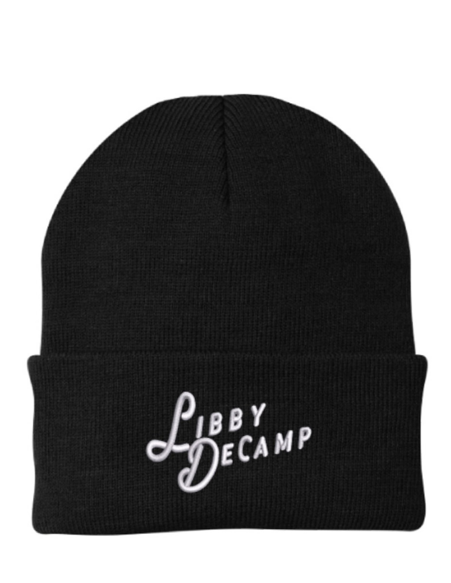 Libby DeCamp Black Embroidered Knit Beanie | Libby DeCamp