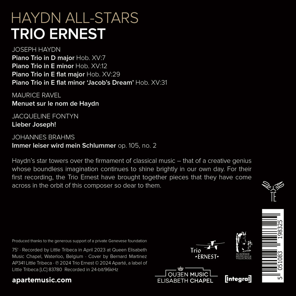 Haydn All-Stars (Haydn, Ravel, Fontyn, Brahms) | Trio Ernest | Aparte Music