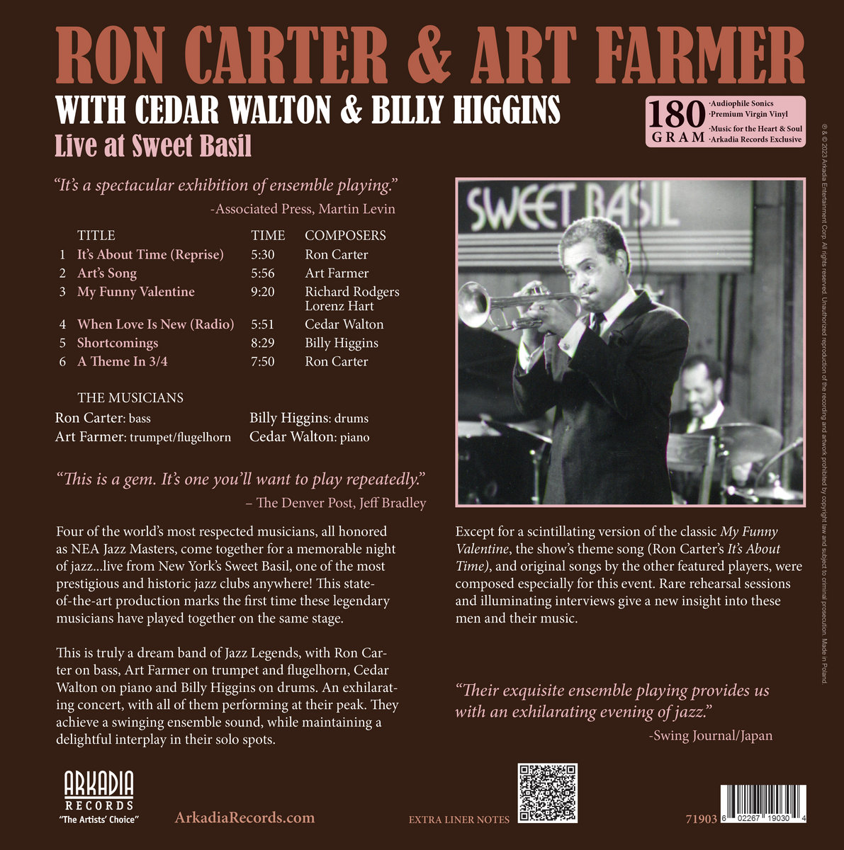 Live at Sweet Basil | Ron Carter & Art Farmer | Ron Carter
