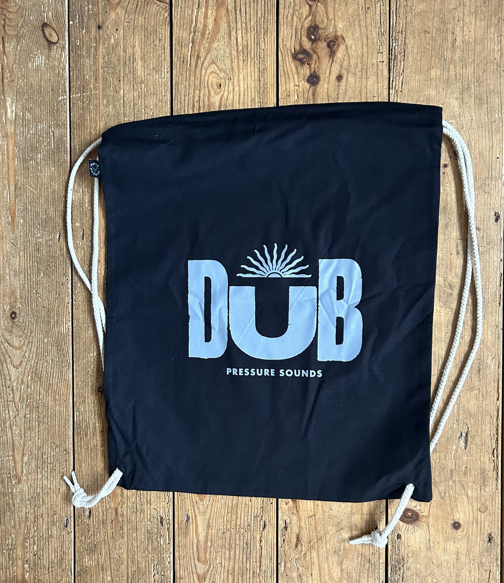 Black cotton bag Dub Sunburst print in white | Pressure Sounds