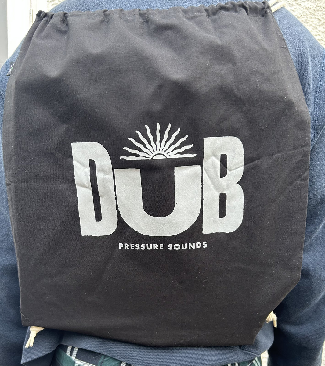 Black cotton bag Dub Sunburst print in white | Pressure Sounds