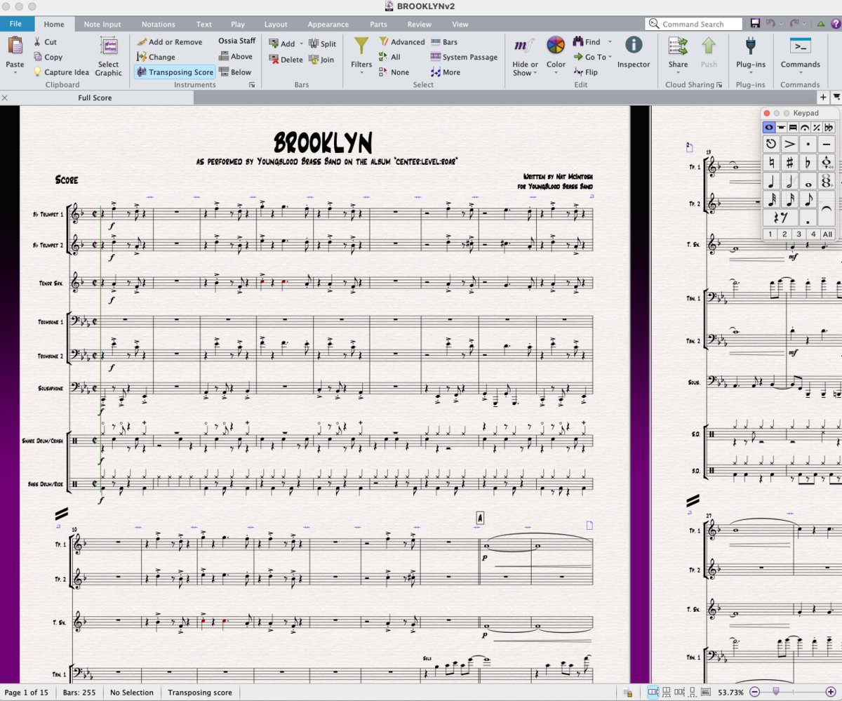 'Brooklyn' Sheet Music Full Score/Parts + Notation Software Files (.sib ...