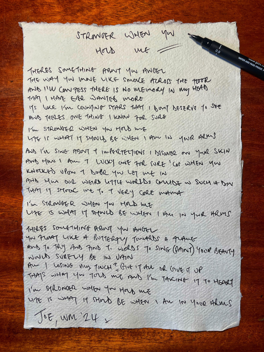 Handwritten Lyric Sheet - You choose the song! (Unframed, Limited ...