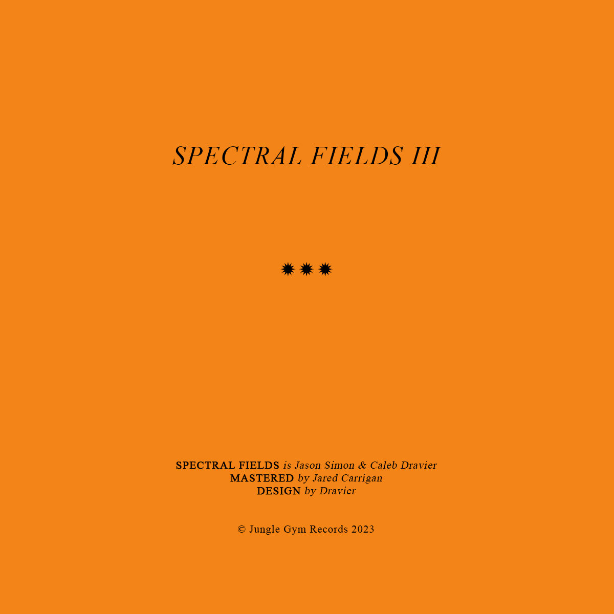 [JGT104] "Spectral Fields III" | Spectral Fields | JUNGLE GYM RECORDS
