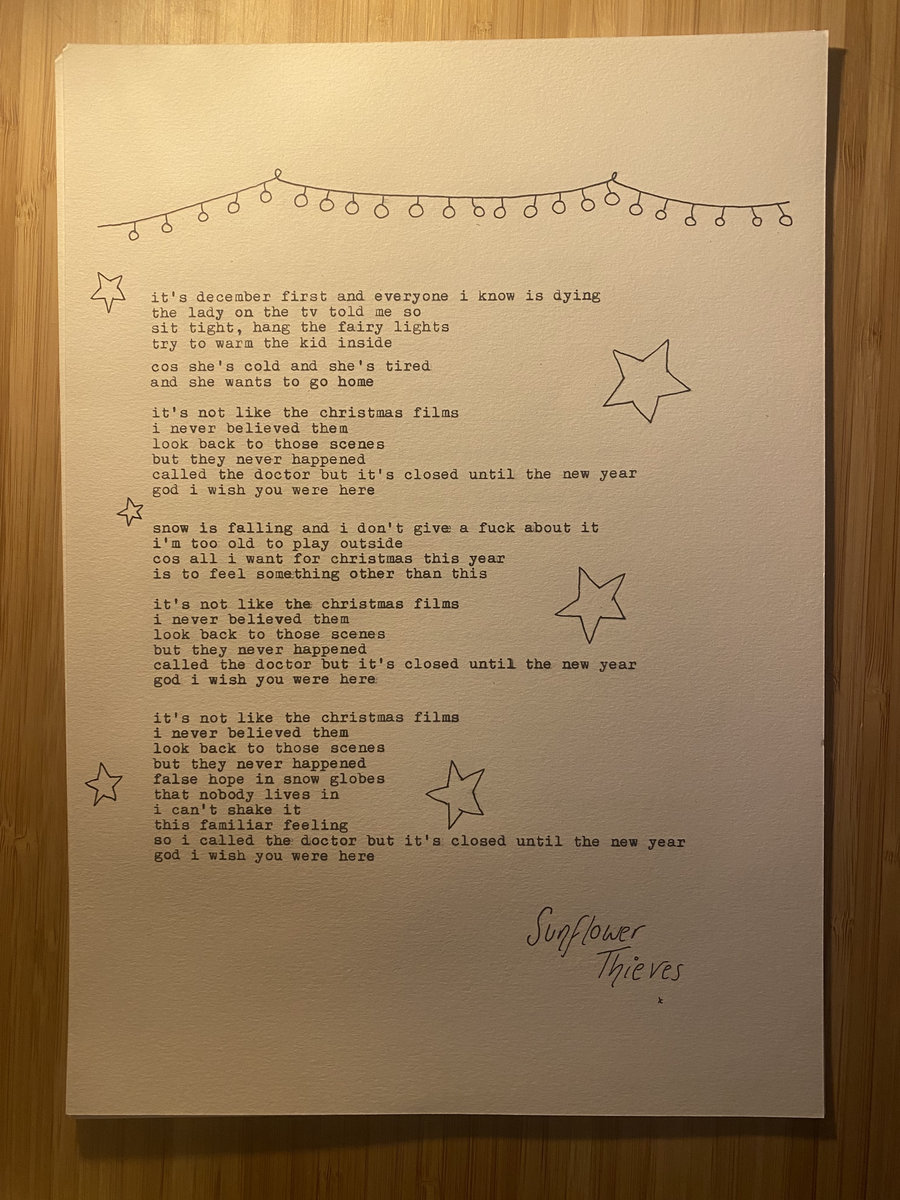 Custom Lyric Sheet | Sunflower Thieves