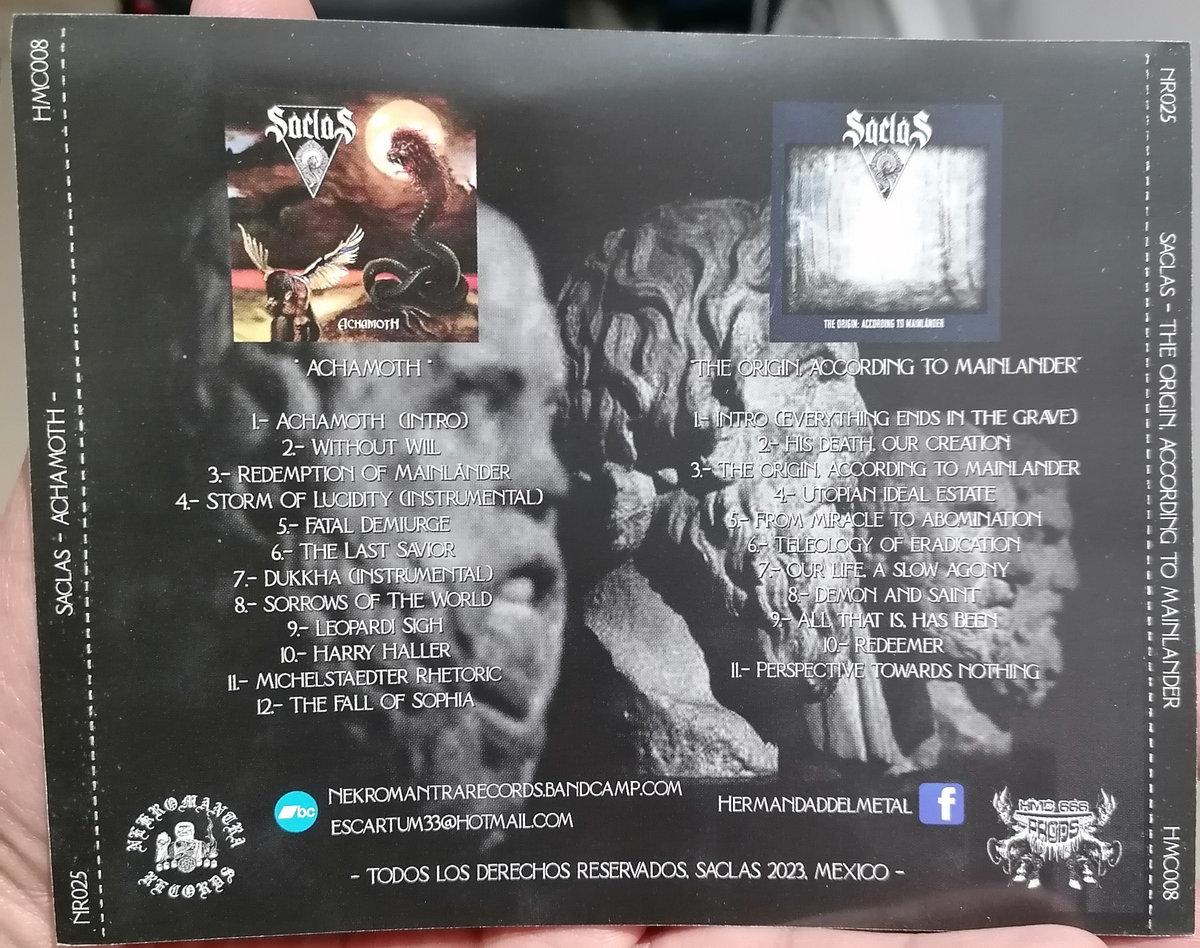 Achamoth & The origin according Mainlander | Saclas | Nekromantra Records