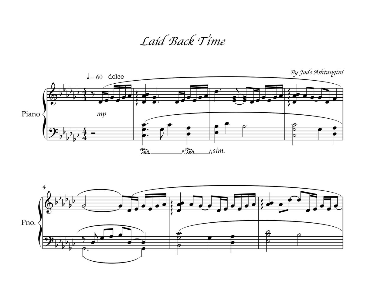 Sheet Music - Digital (PDF) - Laid-Back Time | Jade Ashtangini