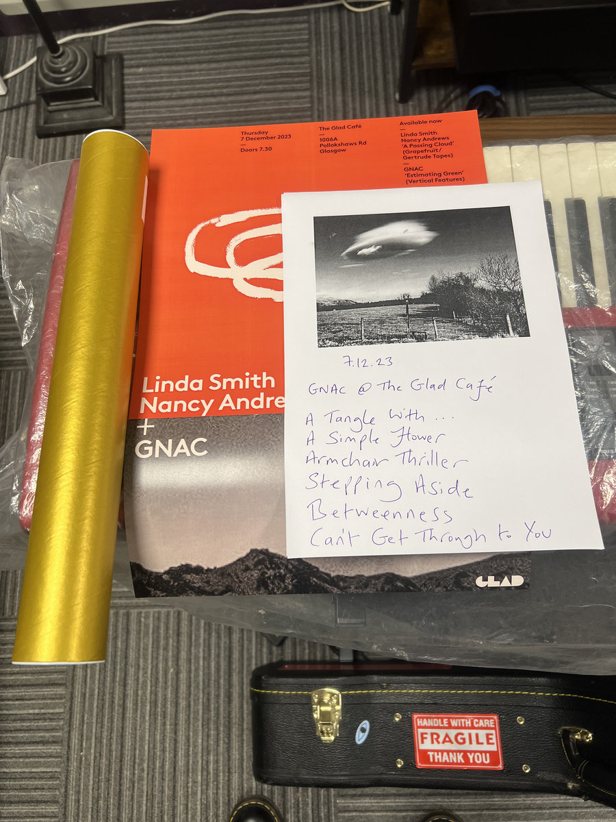 Linda Smith & Nancy Andrews + GNAC gig poster + hand-written GNAC set ...