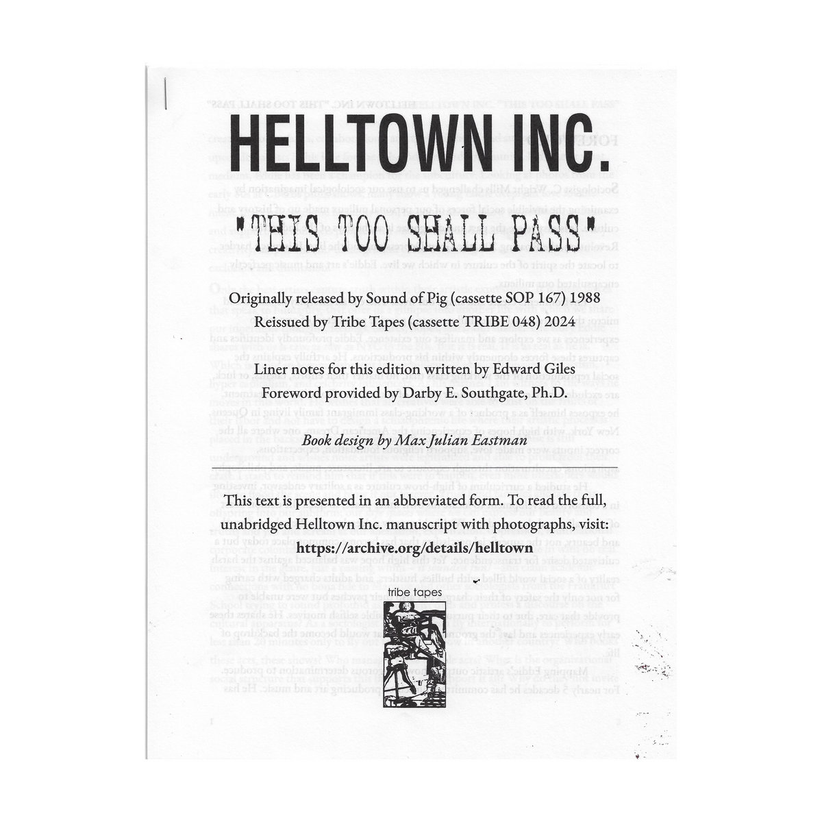 This Too Shall Pass | Helltown Inc. | Tribe Tapes