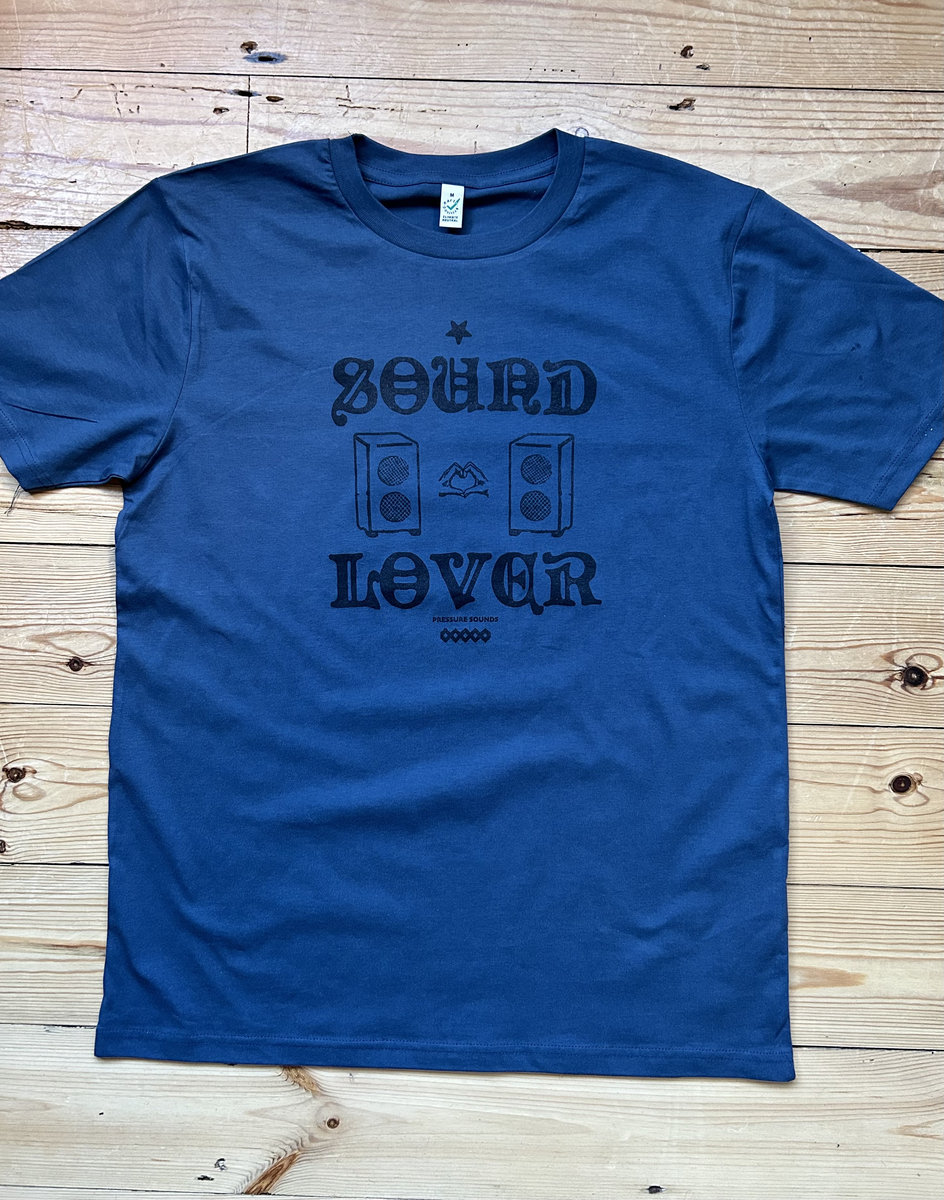 Blue 'Sound Lover' Black print t shirt | Pressure Sounds
