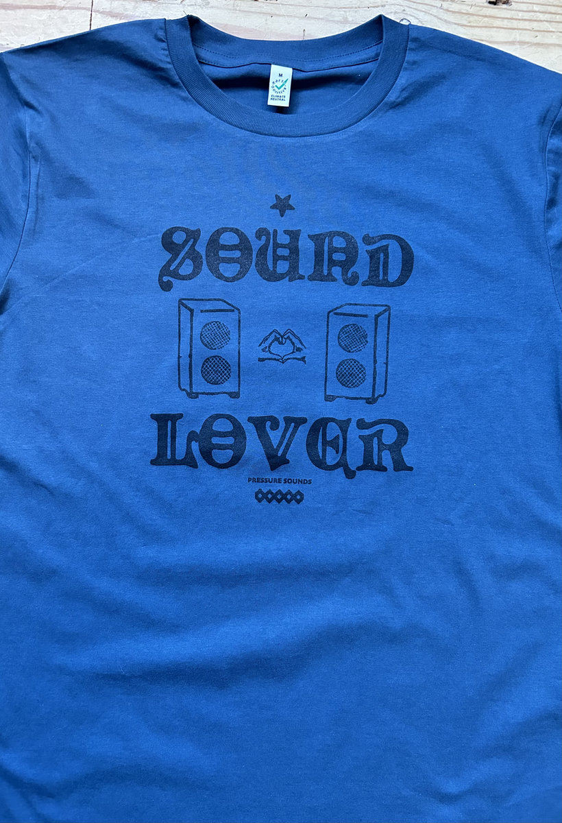 Blue 'Sound Lover' Black print t shirt | Pressure Sounds