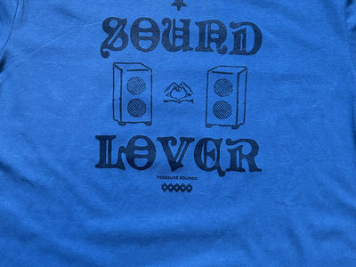 Blue 'Sound Lover' Black print t shirt | Pressure Sounds