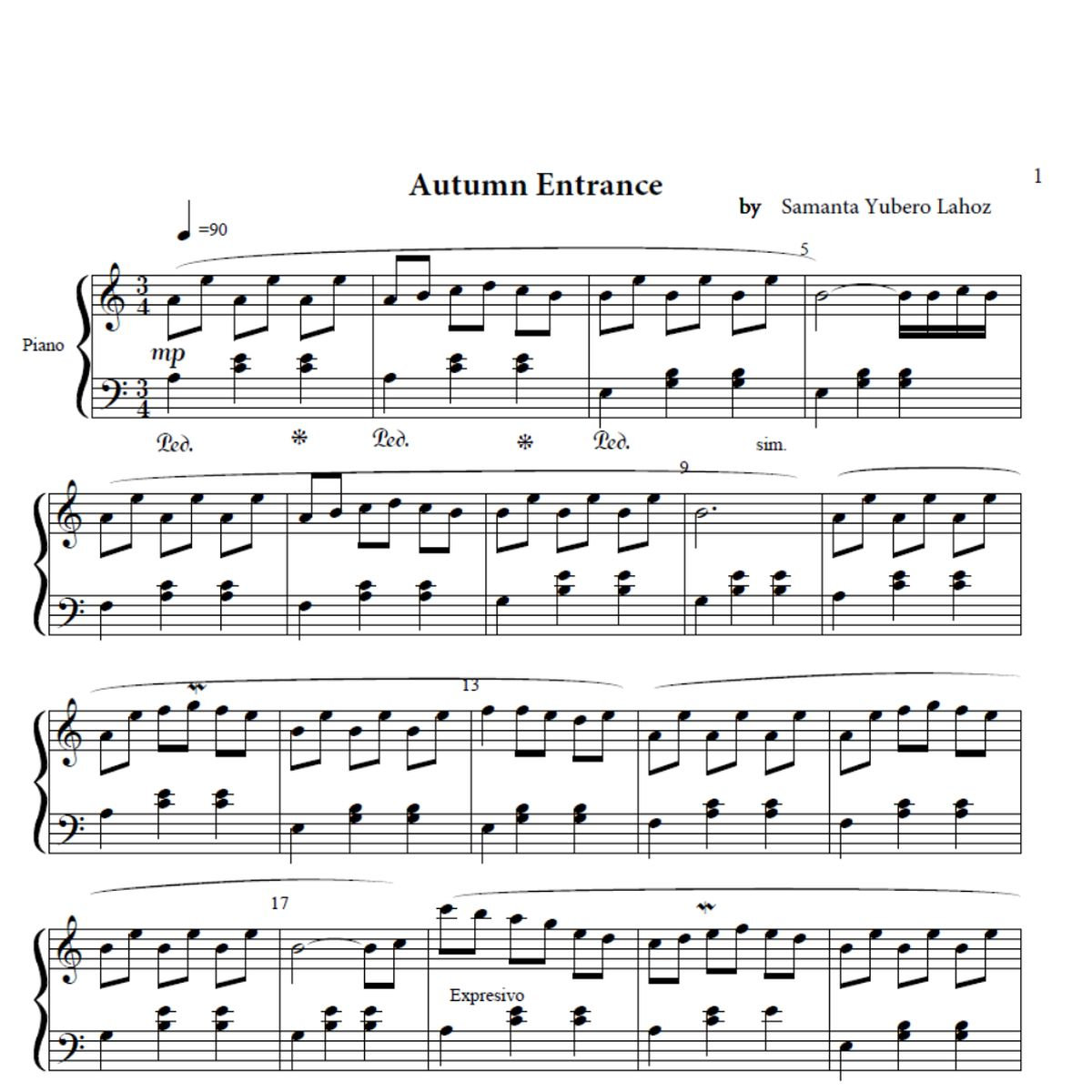 Autumn Entrance - Piano Sheet Music | Samyula