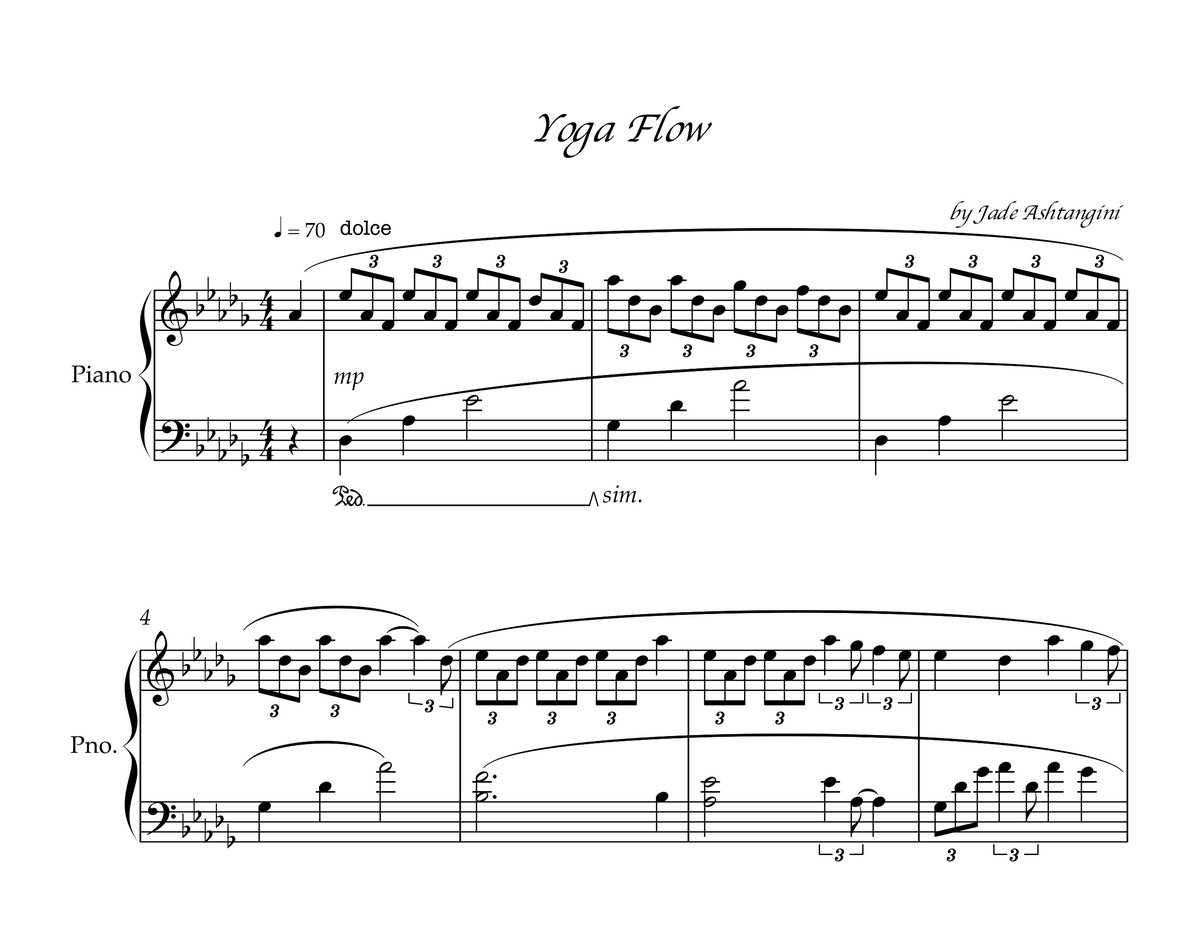 Sheet Music - Digital (PDF) - Yoga Flow | Jade Ashtangini