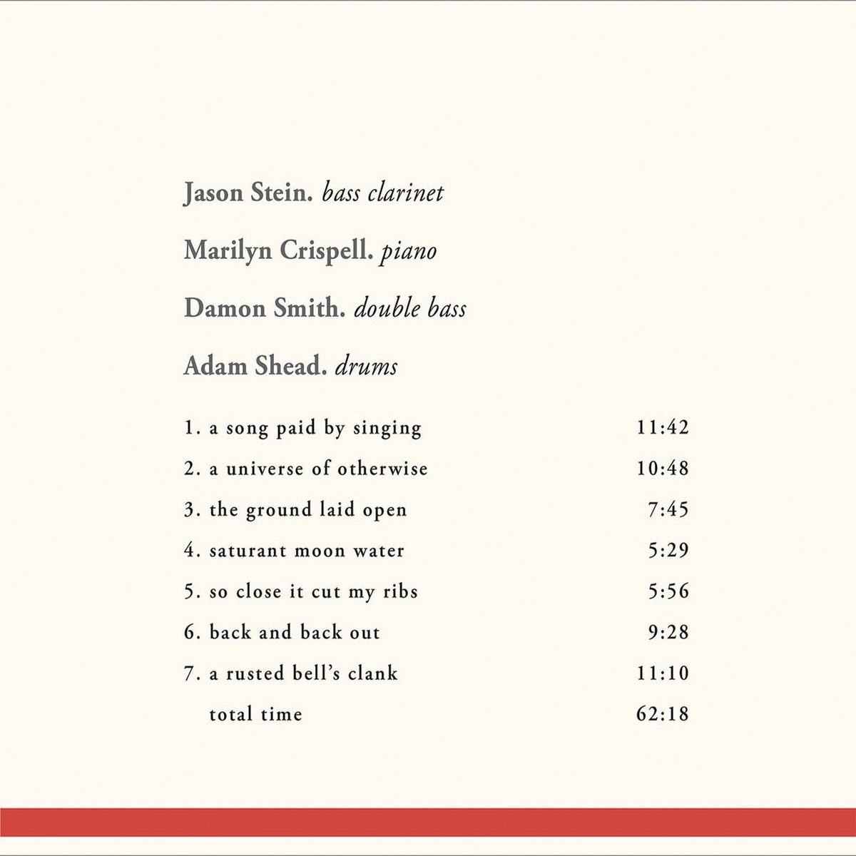 spi-raling horn | Jason Stein, Marilyn Crispell, Damon Smith, Adam ...