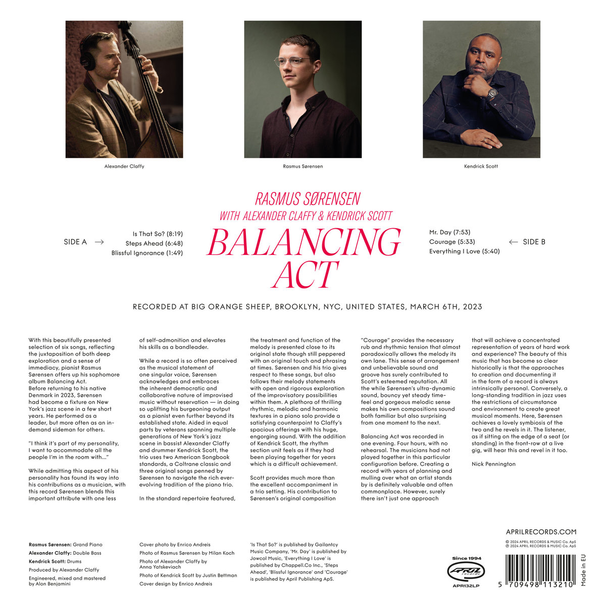 Balancing Act Rasmus Sørensen With Alexander Claffy And Kendrick Scott Rasmus Sørensen