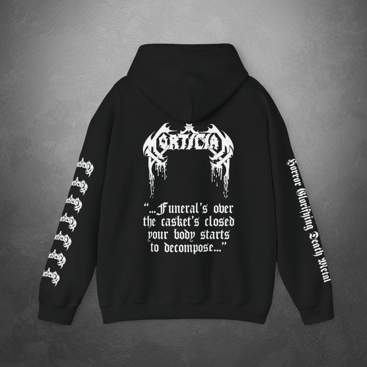 Mortician Logo Hoodie with Sleeve Prints | Mortician