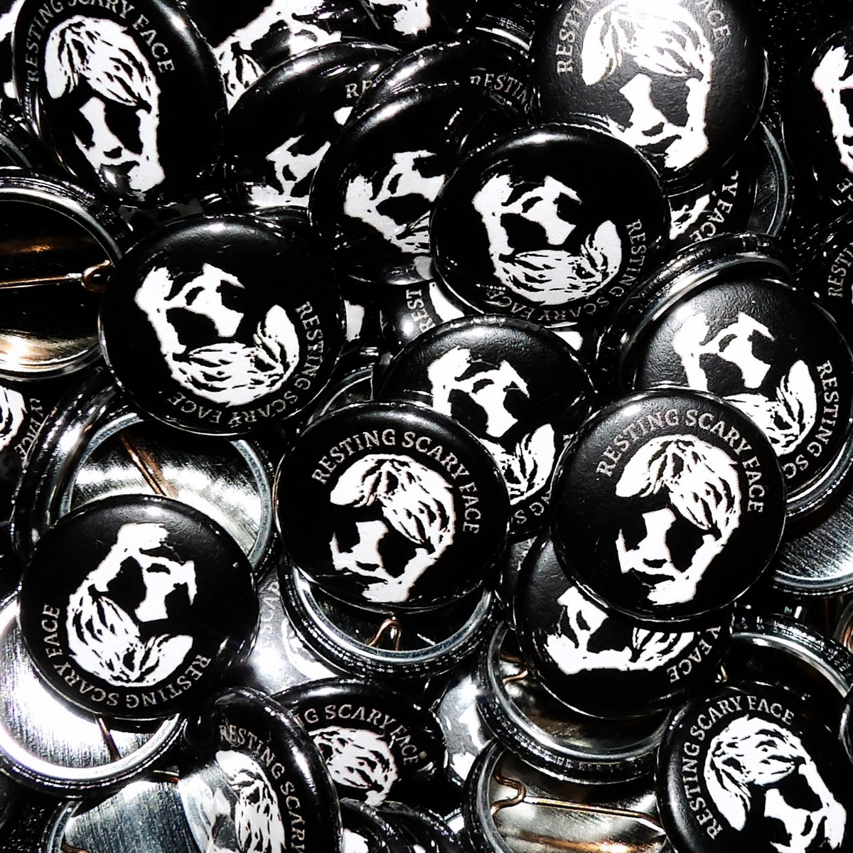 RESTING SCARY FACE BUTTON PINS | Resting Scary Face