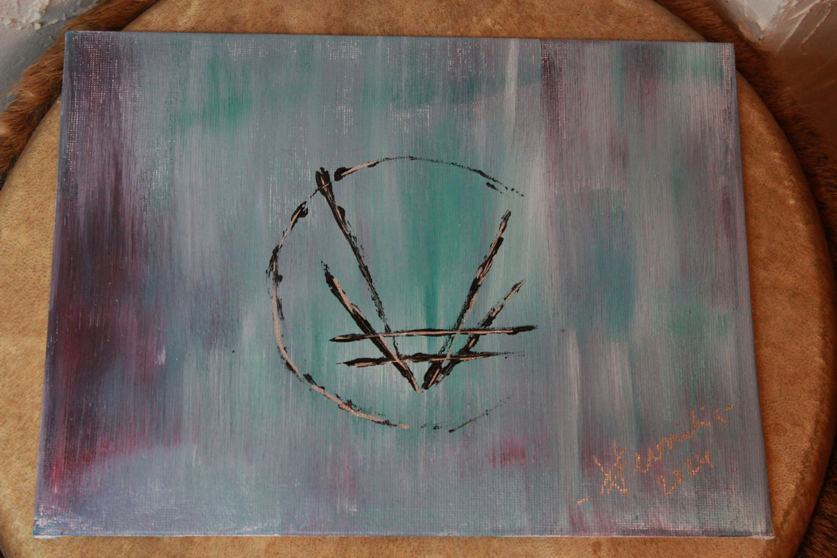 Unique V-symbol painting (Aurora Borealis) 18cm x 24cm | Vermilia