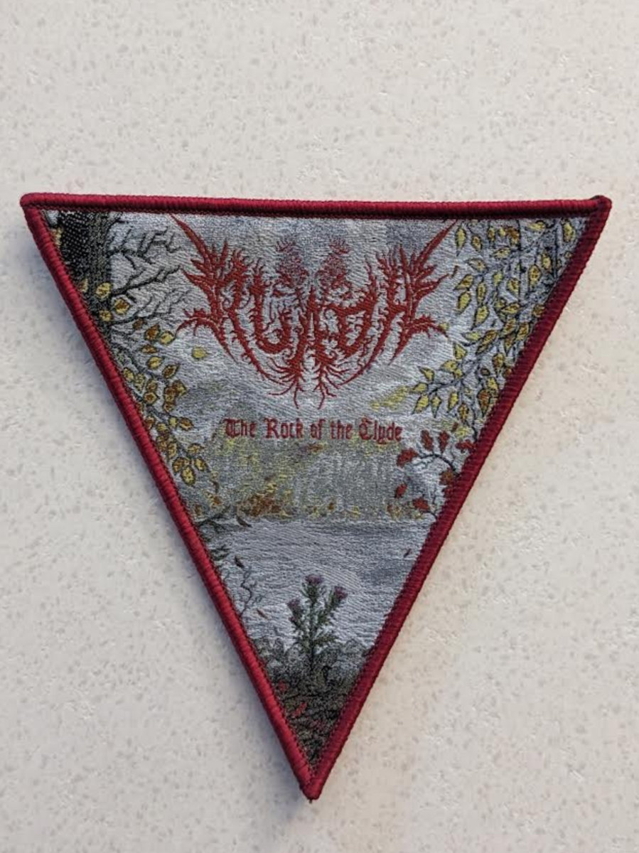 Rock of the Clyde Woven patch red background | Ruadh