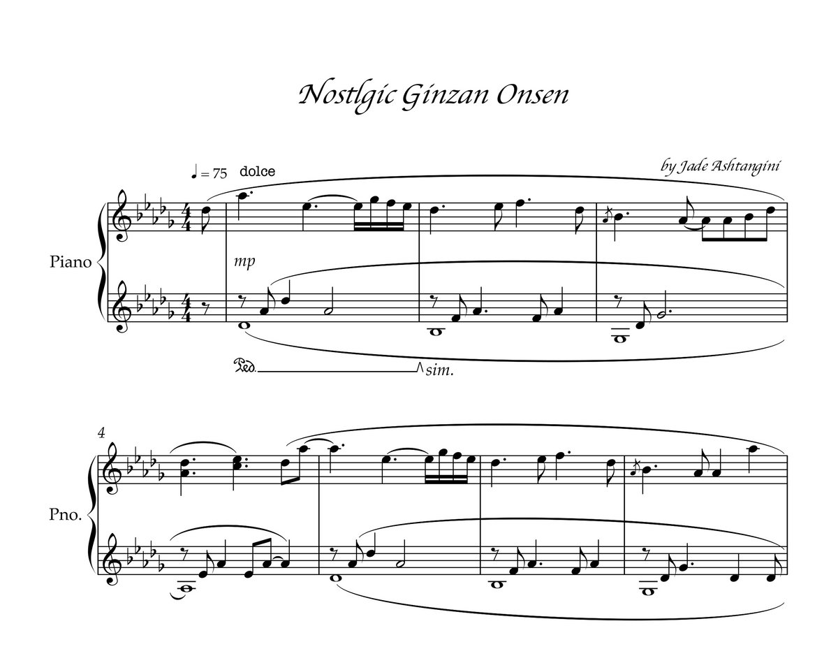 Sheet Music - Digital (PDF) - Nostalgic Ginzan Onsen | Jade Ashtangini