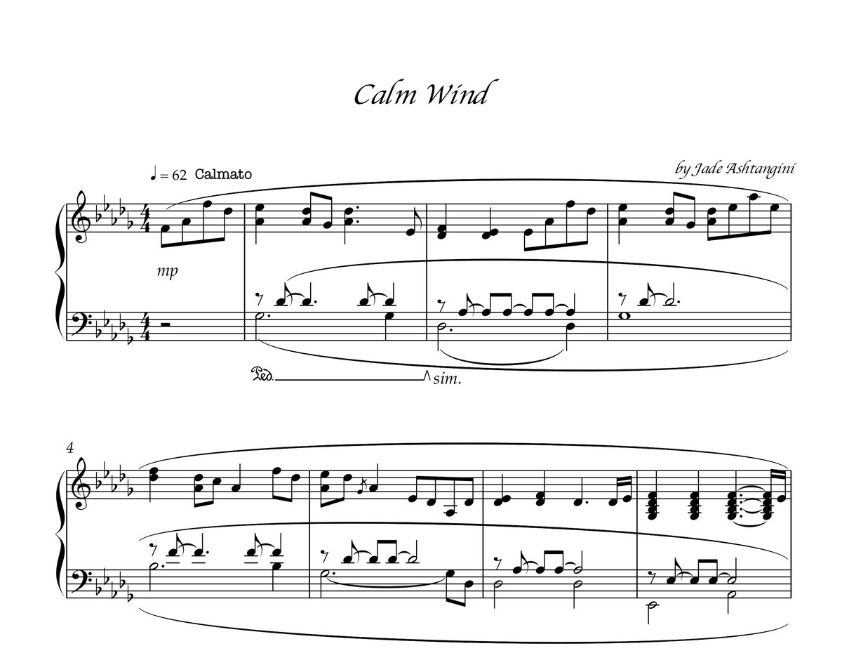 Sheet Music - Digital (PDF) - Calm Wind | Jade Ashtangini