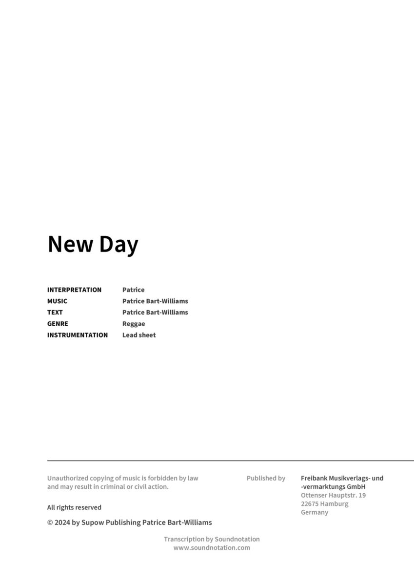 New Day - Voice - Sheet music | Soundnotation