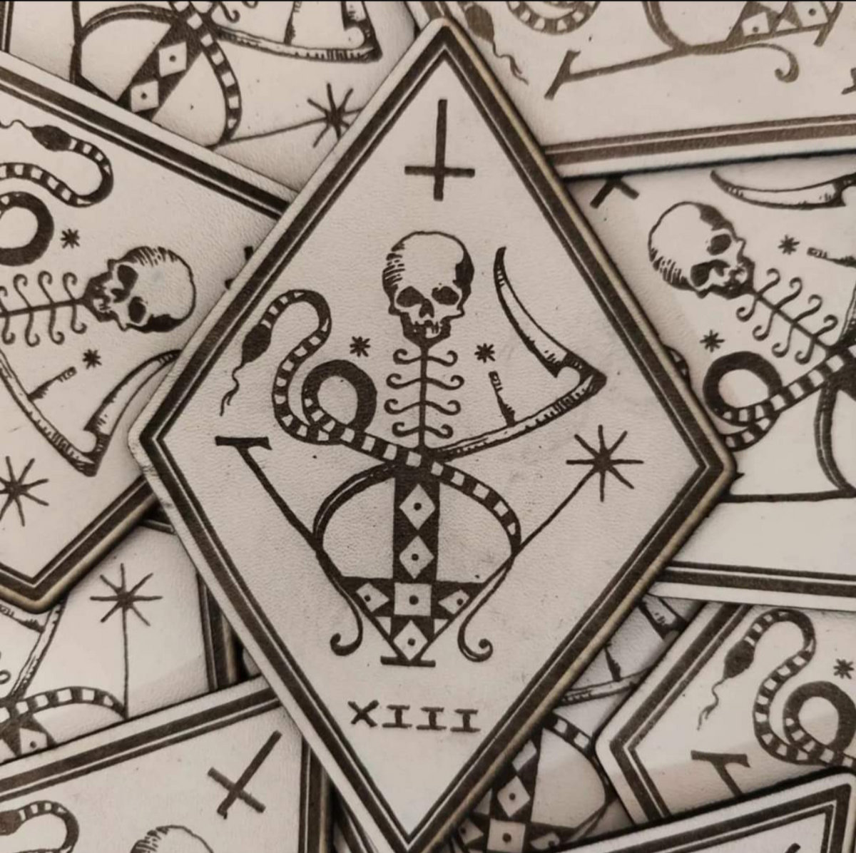 Diamond shaped sigil leather patches | Venefixion