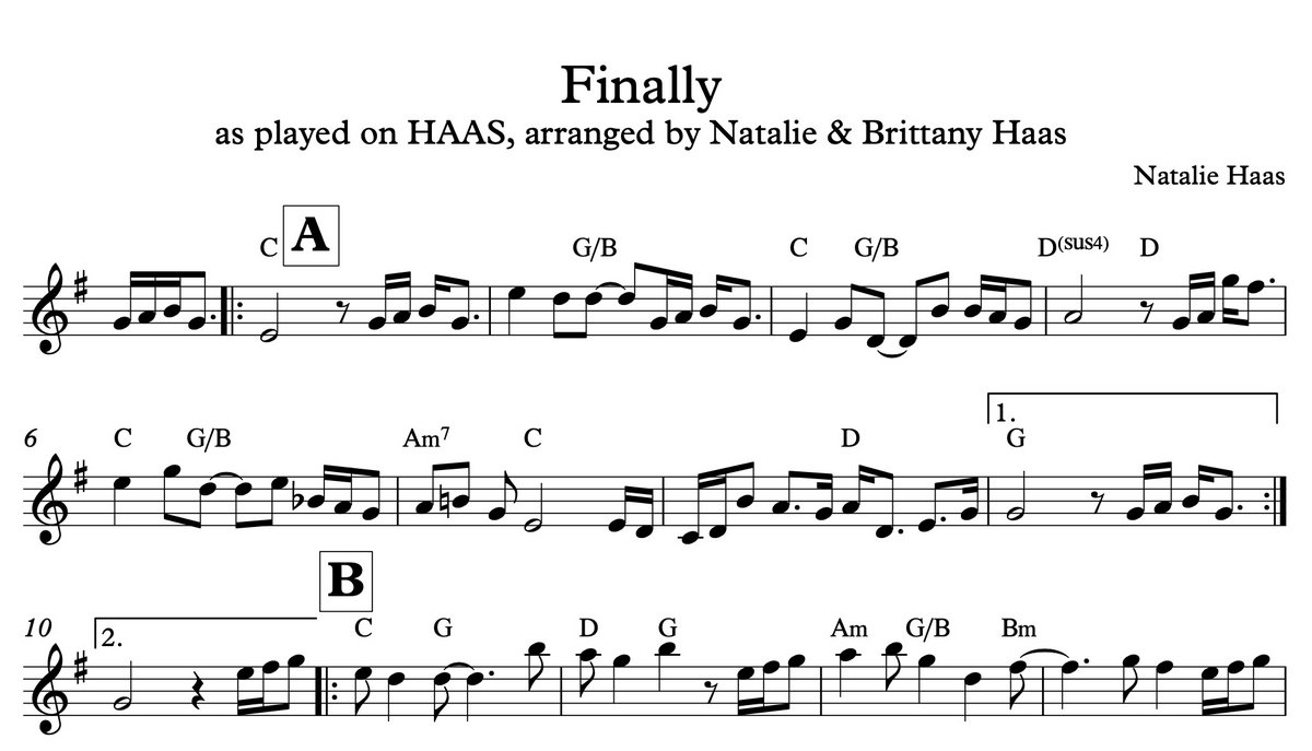 Sheet Music "Finally" | Brittany Haas
