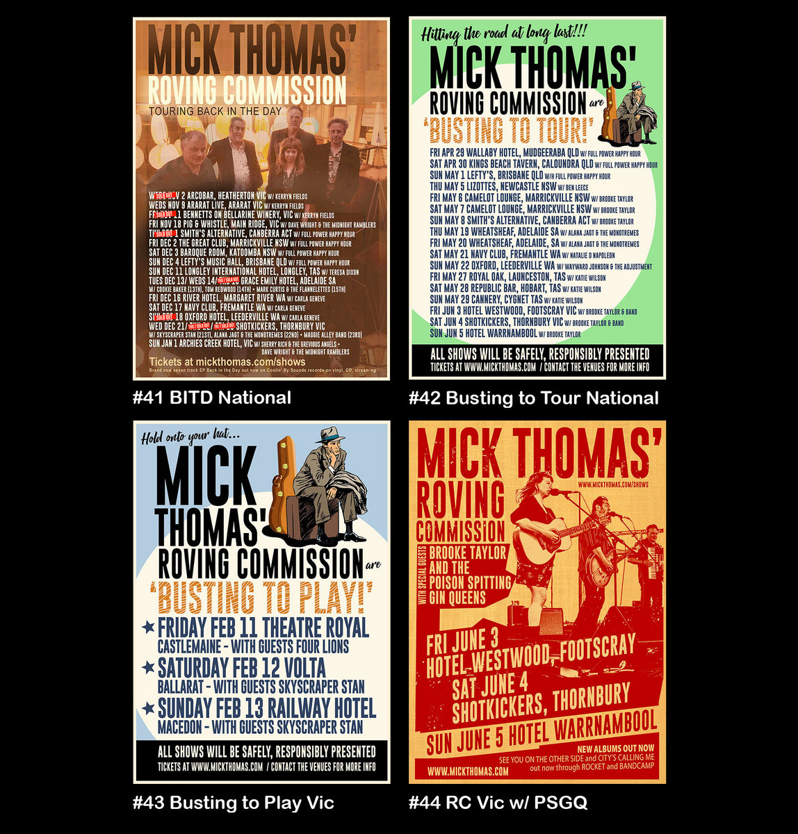 HI-RES Posters: Gallery #THREE Posters 41 - 60 | Mick Thomas