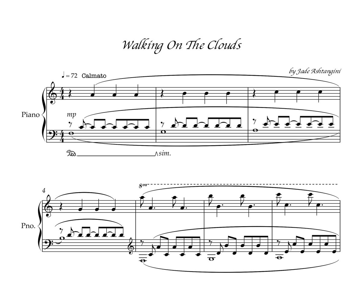 Sheet Music - Digital (PDF) - Walking On The Clouds | Jade Ashtangini