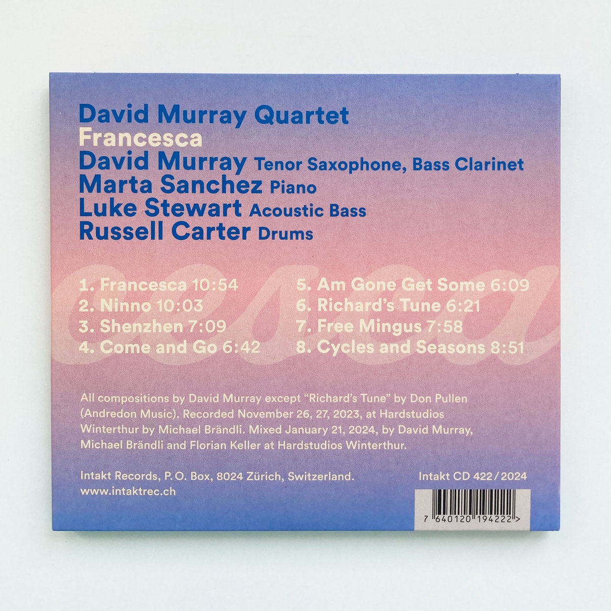Francesca | DAVID MURRAY QUARTET with Marta Sanchez, Luke Stewart and Russell Carter | Intakt ...