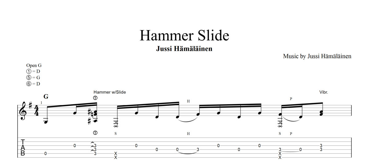 Hammer Slide - Sheet music/Tab | Jussi Hämäläinen