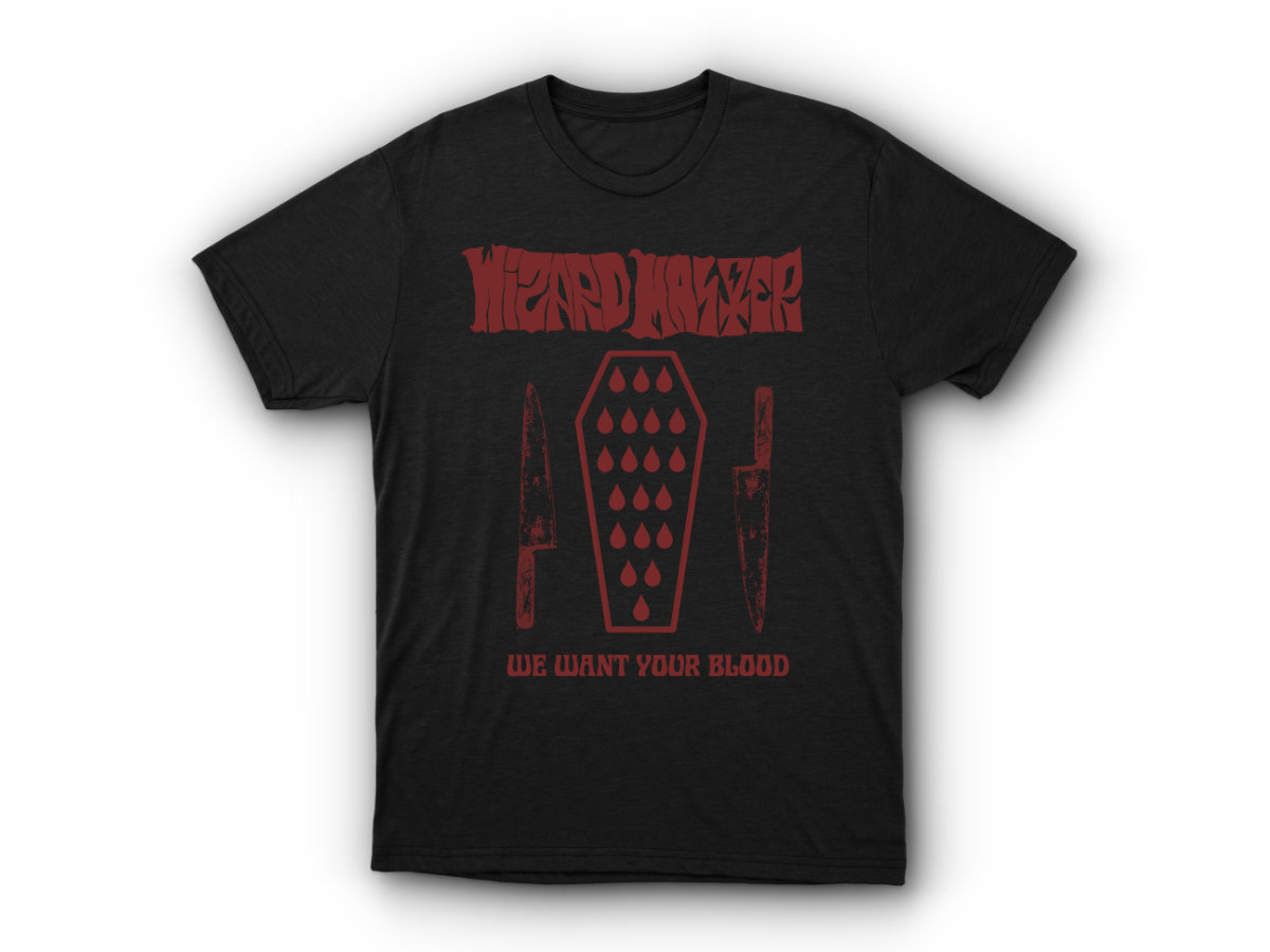 Wizard Master - We Want Your Blood black T-shirt | Electric Valley Records
