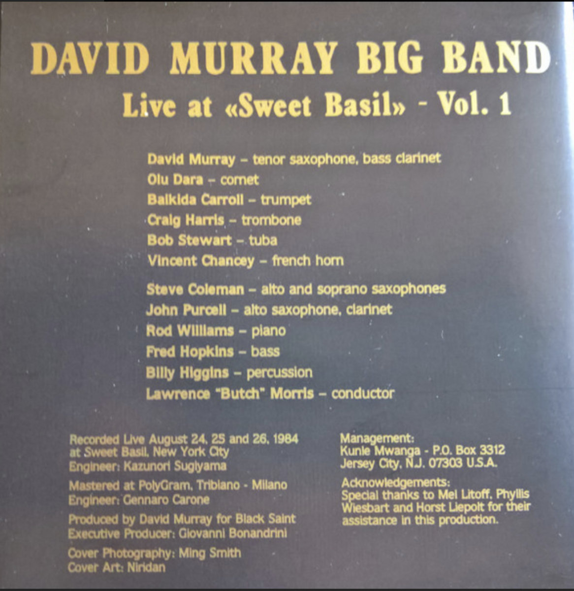 Live At Sweet Basil - Vol.1 | David Murray Big Band | Black Saint