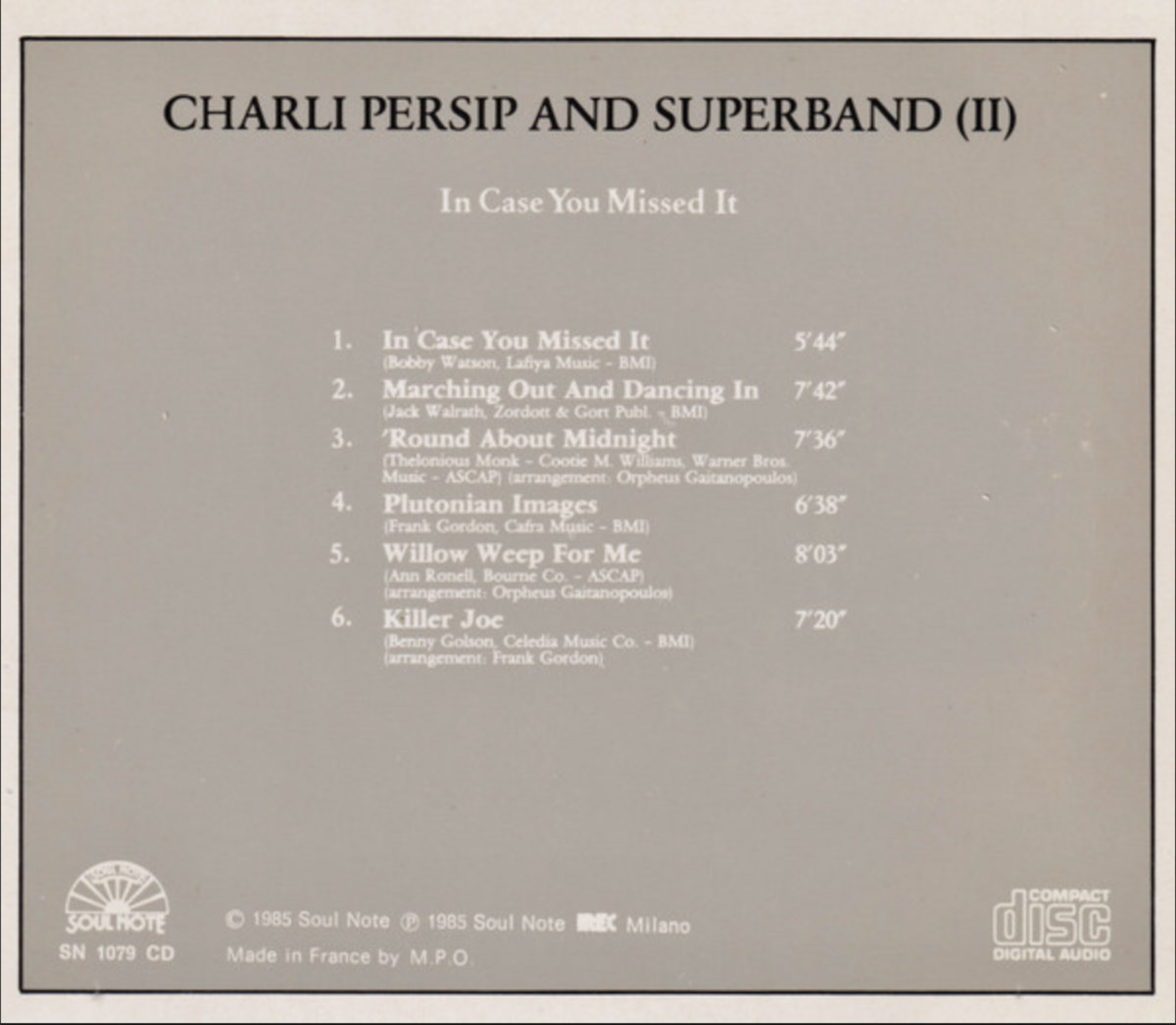 'Round About Midnight | Charli Persip, Superband (II) | Soul Note