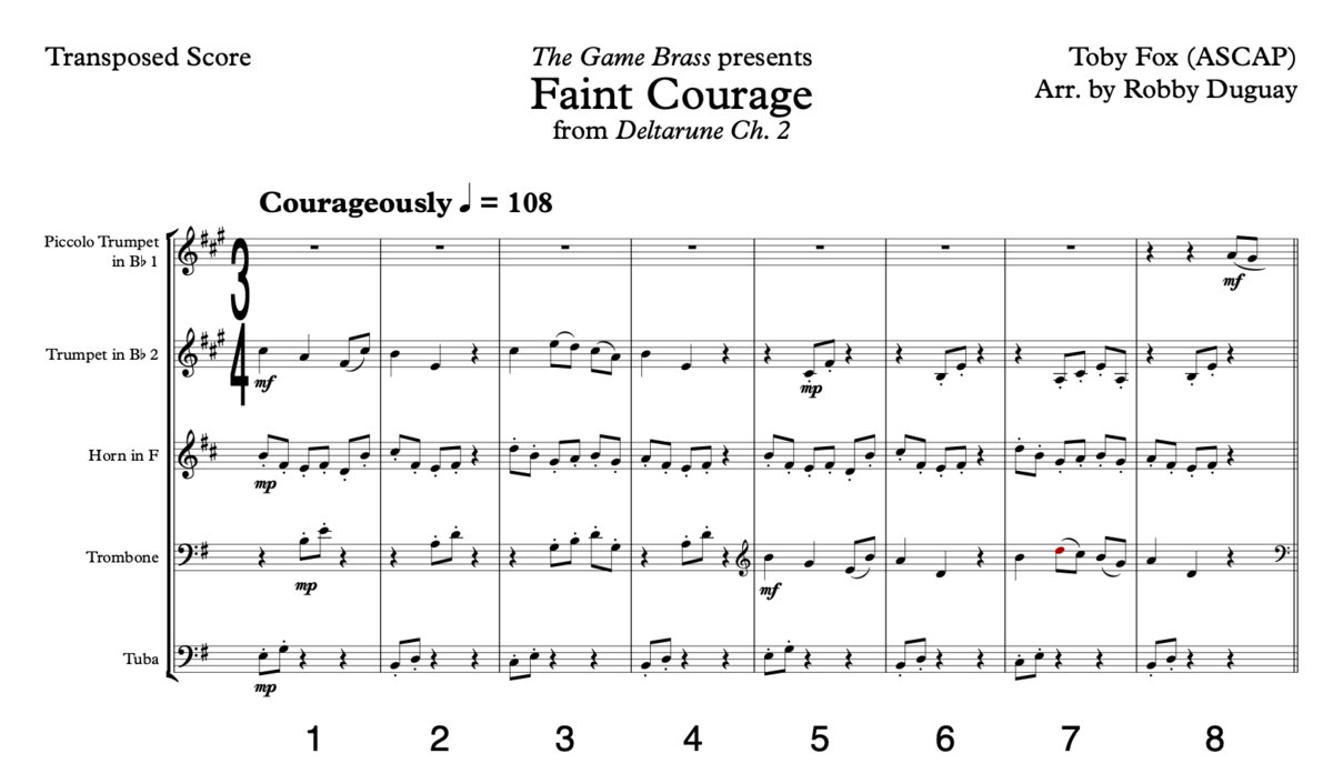Faint Courage (from "Deltarune Ch. 2") - Score and Parts | The Game Brass