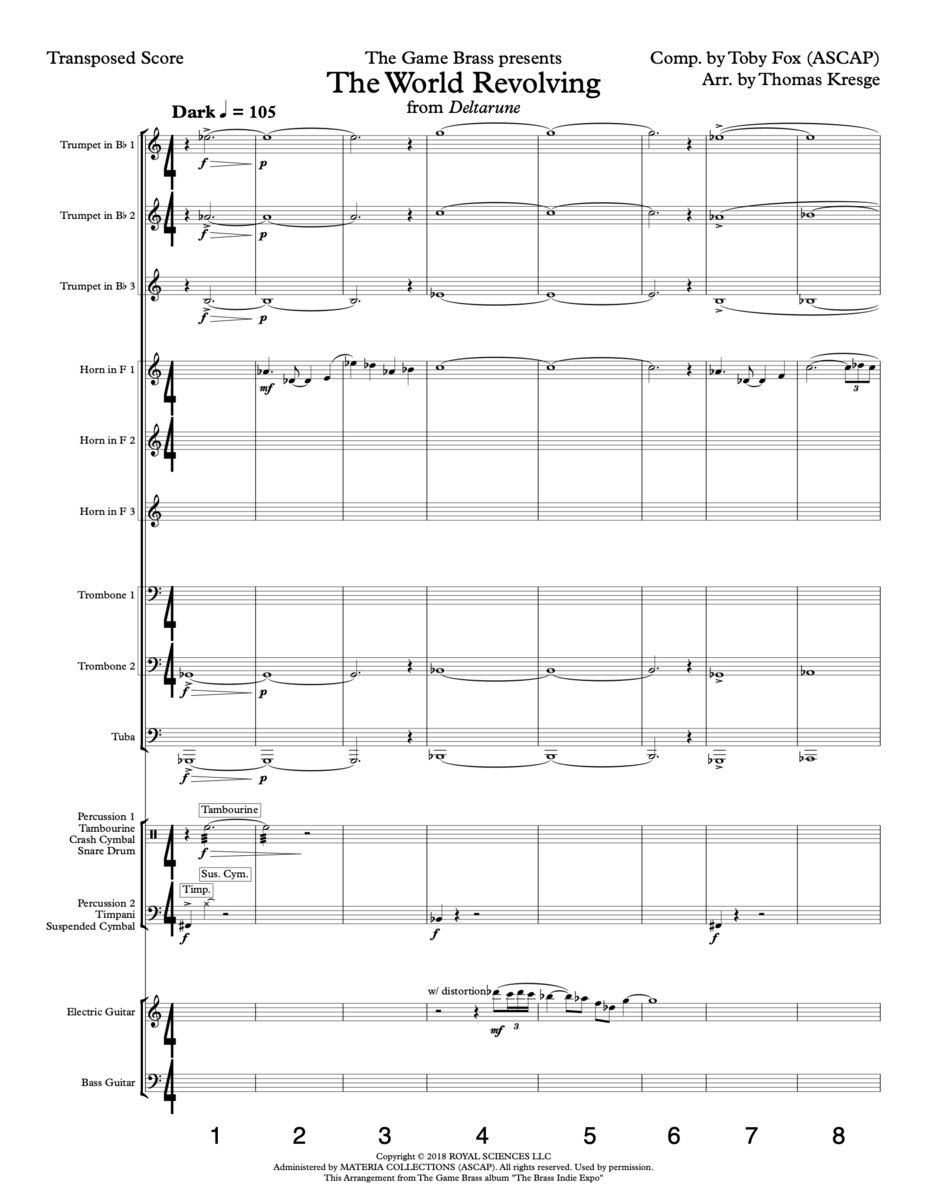 The World Revolving (from "Deltarune") - Score and Parts | The Game Brass