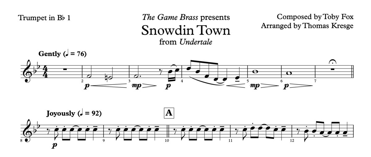 Snowdin Town (from "Undertale") - Score and Parts | The Game Brass