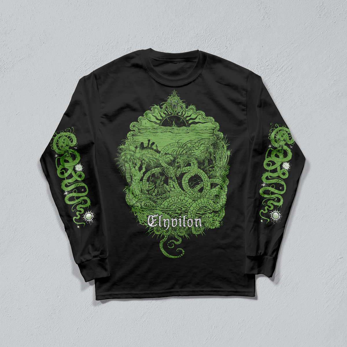 Sludge Green Longsleeve - 'Serpent of the Forgotten Pools' Three Panel ...