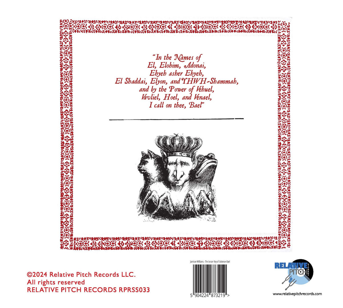 The Lesser Key of Solomon-Bael | Jamison Williams | Relative Pitch Records