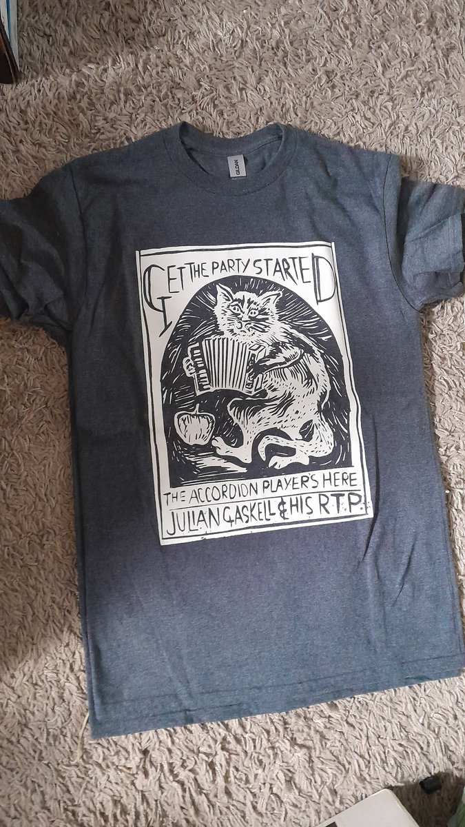 Accordion Cat Apple T-Shirt | Julian Gaskell & his Ragged Trousered ...