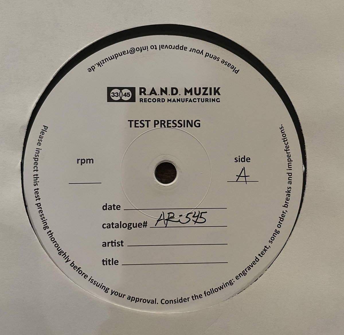 545 Test Press 12" Vinyl | D-STYLES
