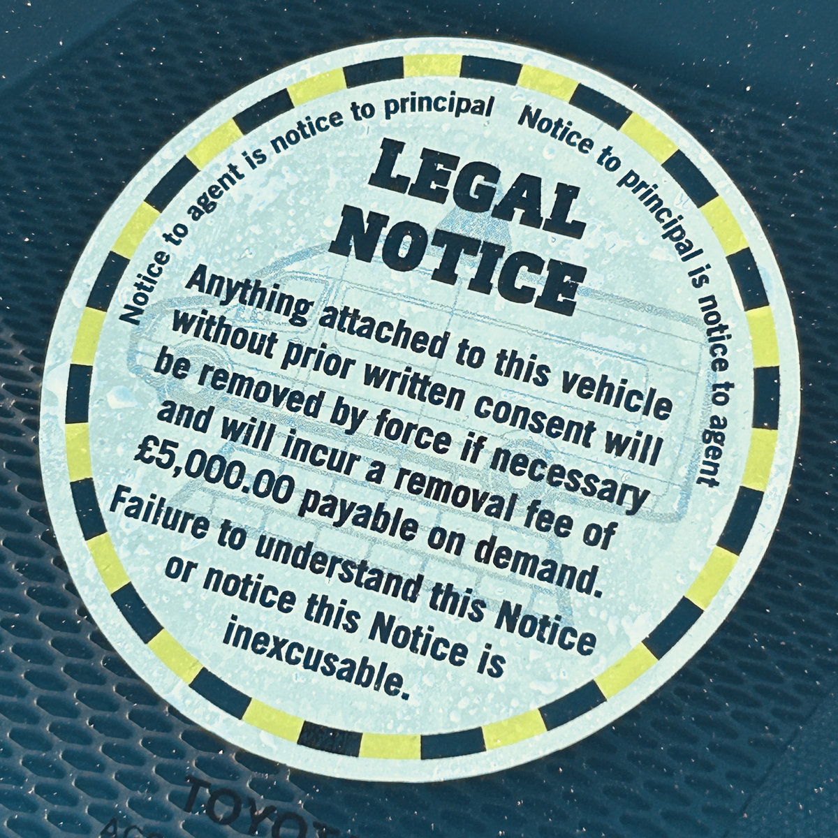 Legal Notice – Parking Defence System – Set of 5 (Window Stickers ...